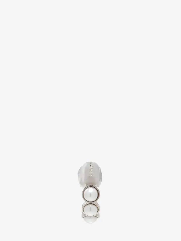 Alexander McQueen Skull And Pearl Single Earring - Palladium