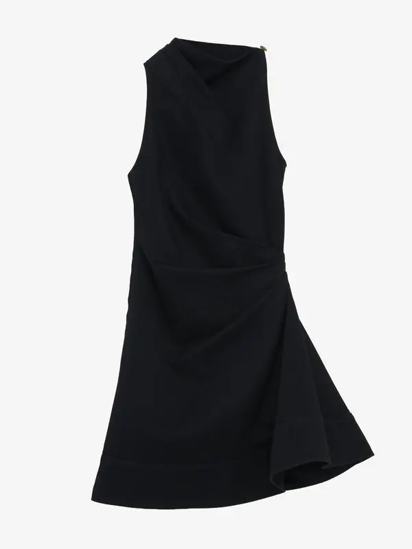 Alexander McQueen Denim Asymmetric Mini Dress - Black
