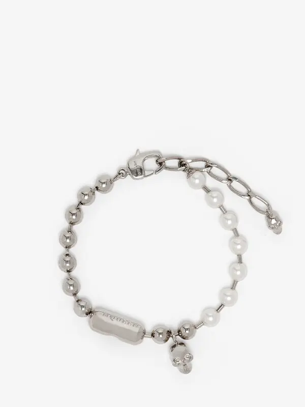 Alexander McQueen Skull And Pearl Bracelet - Palladium