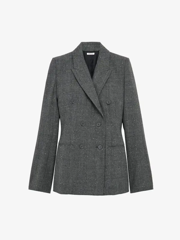 Alexander McQueen Flecked Glen Check Double-breasted Jacket