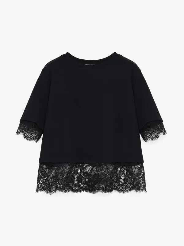 Alexander McQueen Lace Detail T-shirt - Black