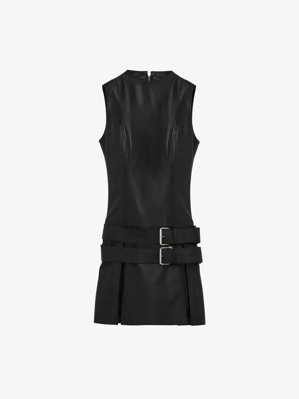 Alexander McQueen Leather Double Belt Mini Dress - Black
