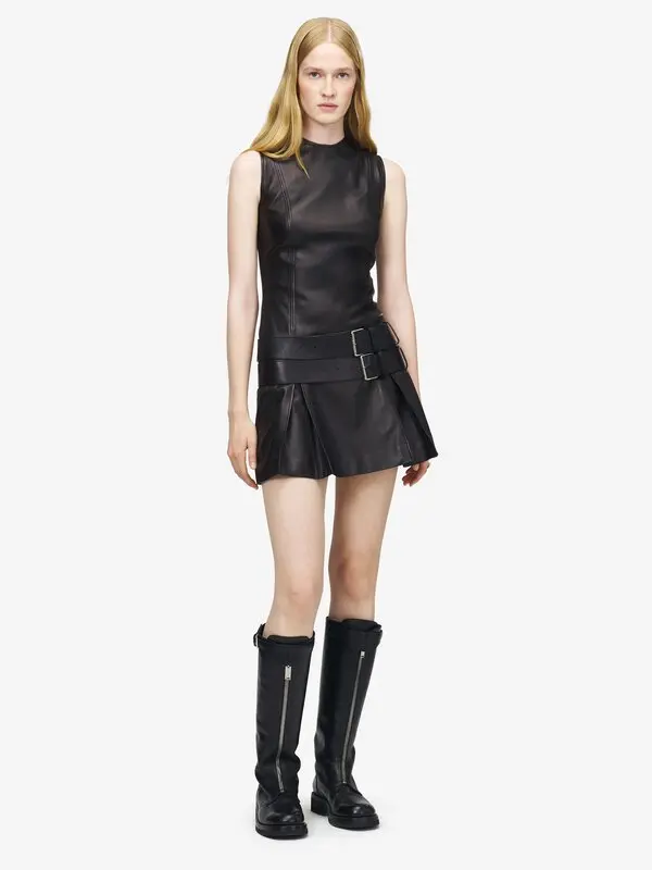 Alexander McQueen Leather Double Belt Mini Dress