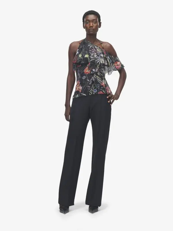 Alexander McQueen Meadow Floral Print Asymmetric Top