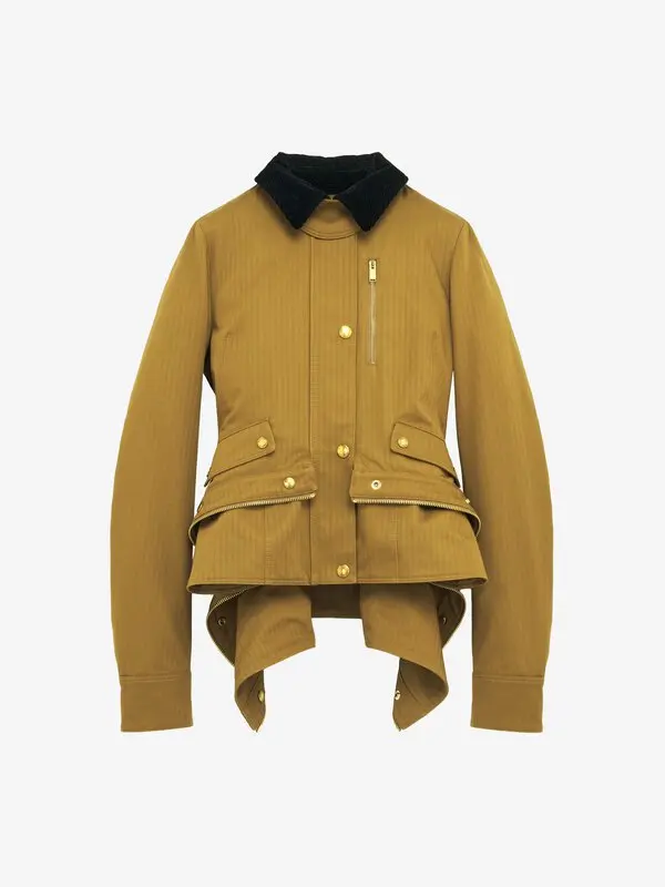 Alexander McQueen Cotton Herringbone Kickback Jacket - Tan