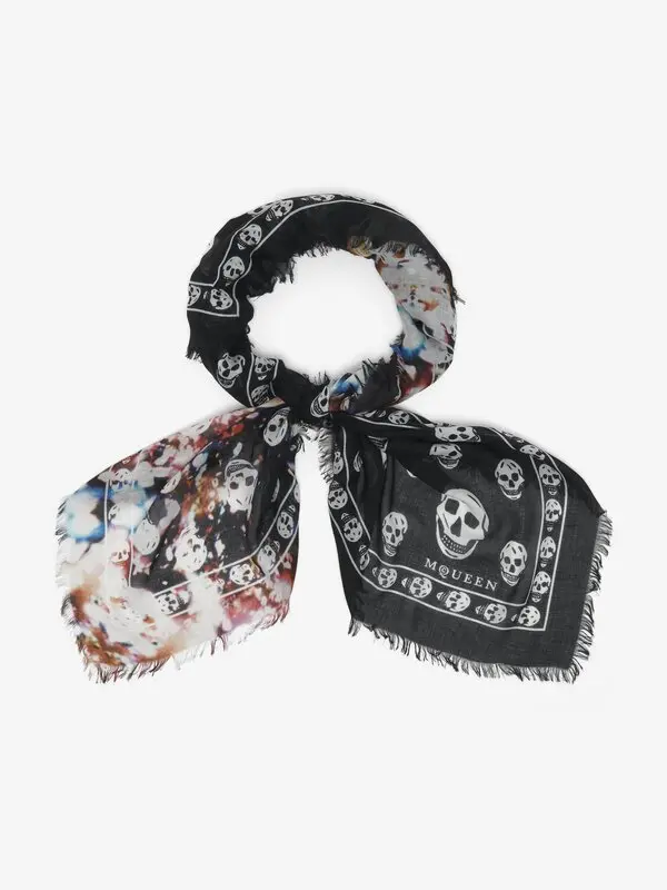 Alexander McQueen Confetti Skull Scarf - Black/multicolour