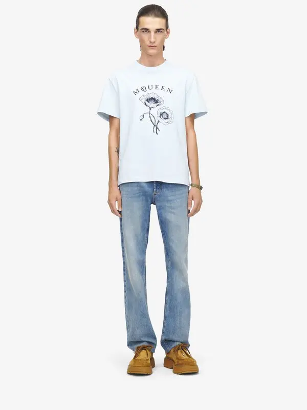 Alexander McQueen Poppy T-shirt - Light Blue
