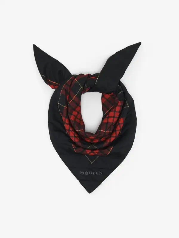 Alexander McQueen Quilted Tartan Scarf - Black/red
