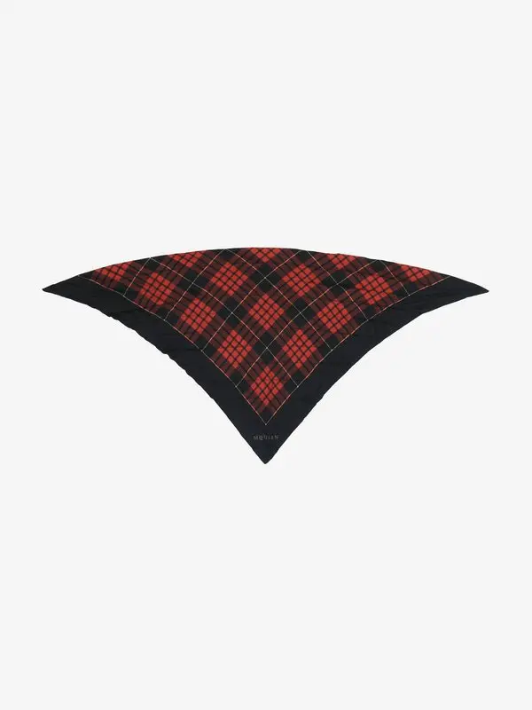 Alexander McQueen Quilted Tartan Scarf - Black/red