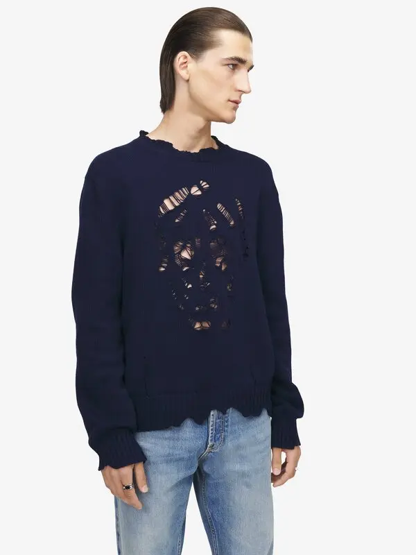 Alexander McQueen Distressed Skull Jumper