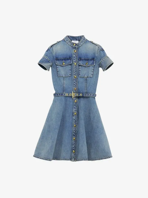 Alexander McQueen Denim Mini Dress - Washed Blue
