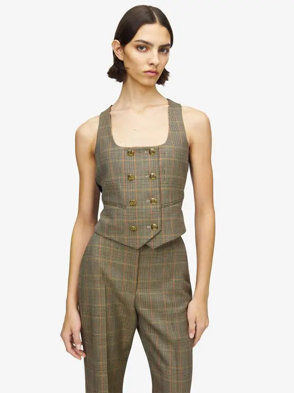 Alexander McQueen Country Check Double-breasted Waistcoat