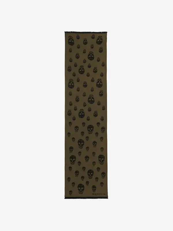 Alexander McQueen Skull Wool Jacquard Scarf - Green