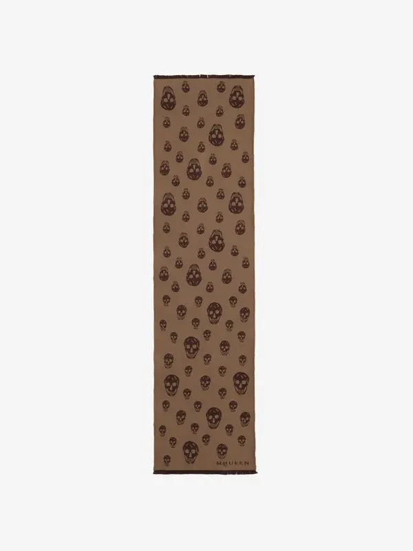 Alexander McQueen Skull Wool Jacquard Scarf - Tan