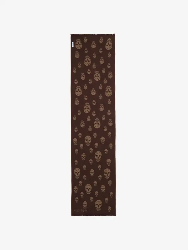 Alexander McQueen Skull Wool Jacquard Scarf - Tan