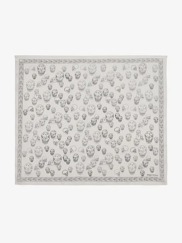 Alexander McQueen Hand-painted Skull Foulard - Ivory/black