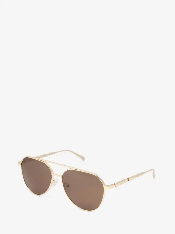 Alexander McQueen Metal Plaque Aviator Sunglasses - Gold