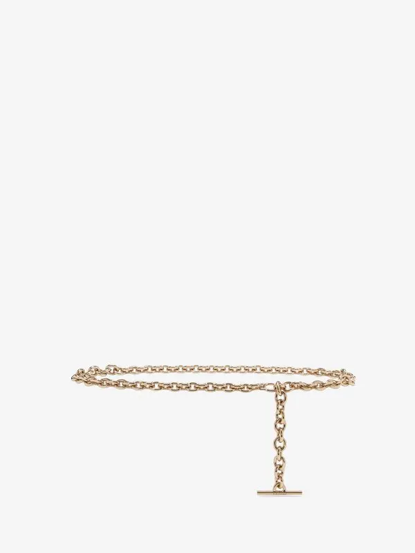 Alexander McQueen T-bar Chain Belt - Pale Gold
