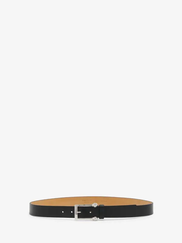 Alexander McQueen Twin Skull Belt - Black