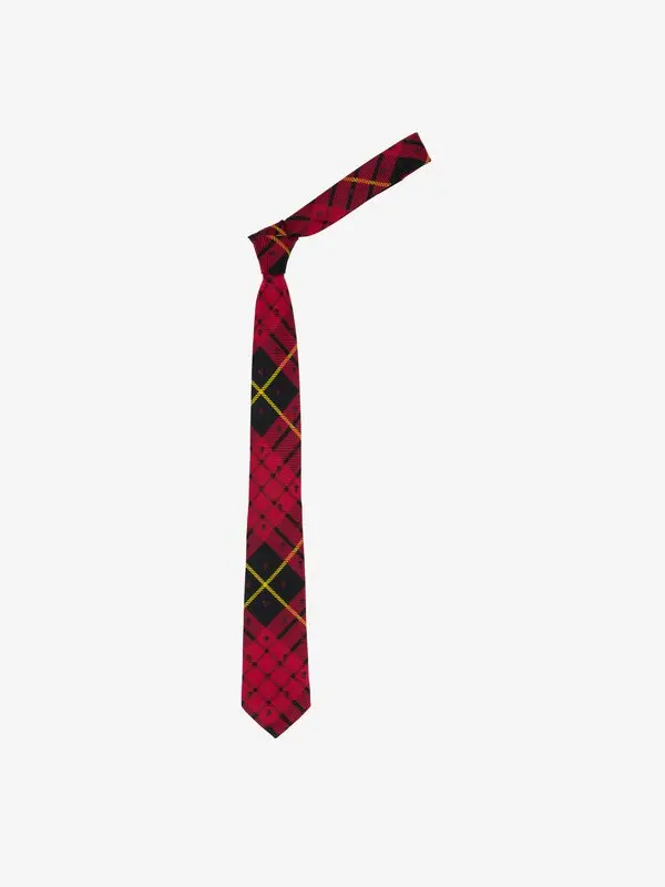 Alexander McQueen Tartan Skull Neck Tie - Red/black