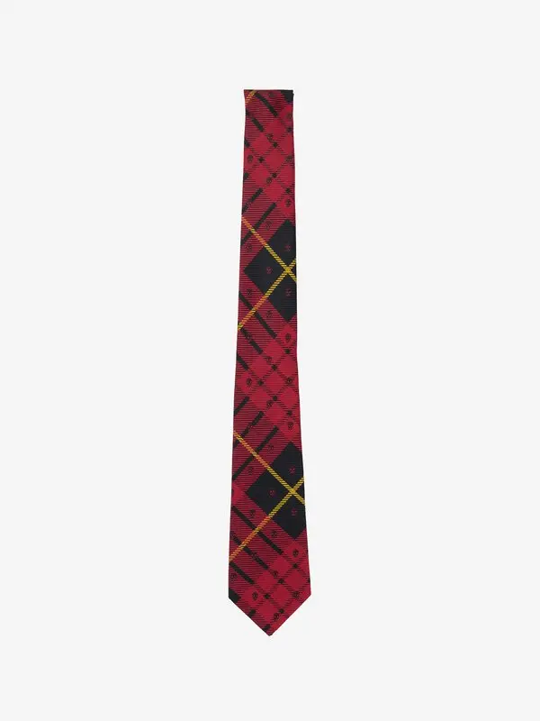 Alexander McQueen Tartan Skull Neck Tie - Red/black