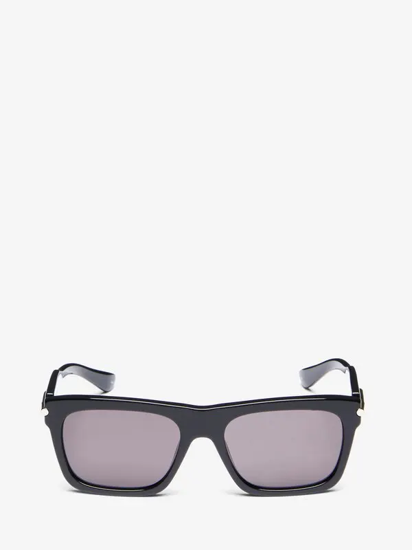 Alexander McQueen City T-bar Rectangular Sunglasses - Black/smoke