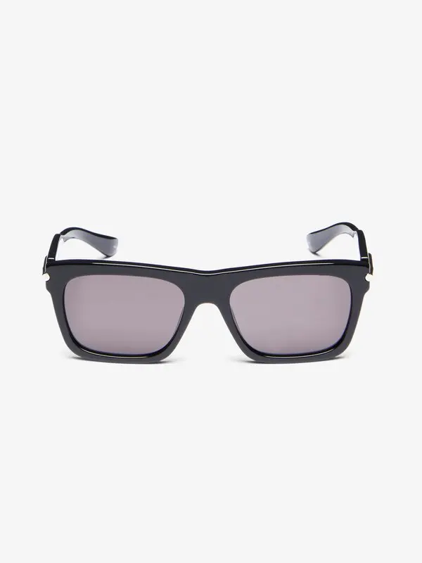Alexander McQueen City T-bar Rectangular Sunglasses - Black/smoke
