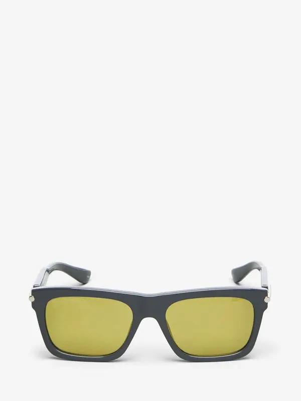 Alexander McQueen City T-bar Rectangular Sunglasses - Grey/yellow