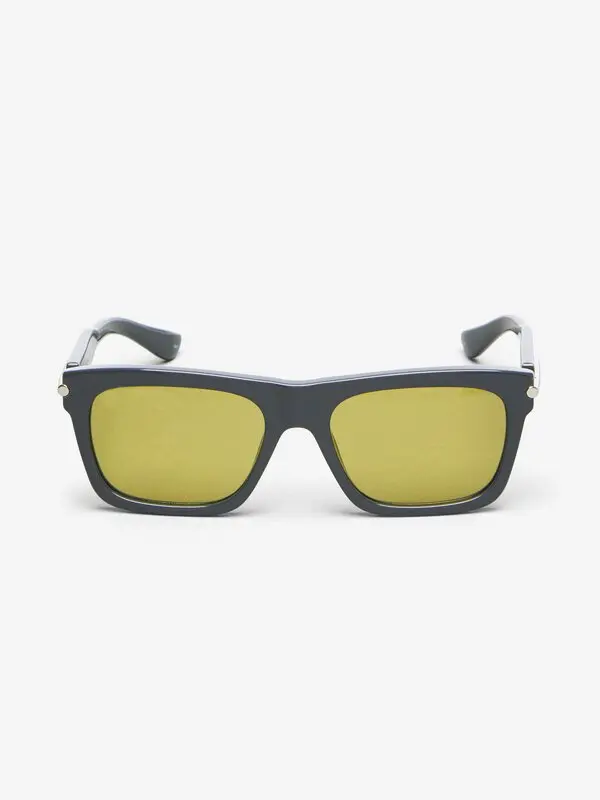 Alexander McQueen City T-bar Rectangular Sunglasses - Grey/yellow