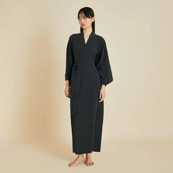 Olivia Von Halle Queenie Robe - Black