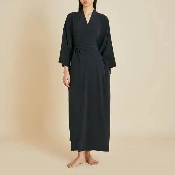 Olivia Von Halle Queenie Robe - Black