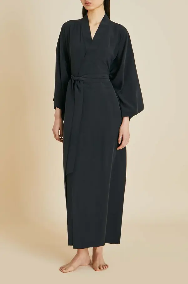 Olivia Von Halle Queenie Robe - Black