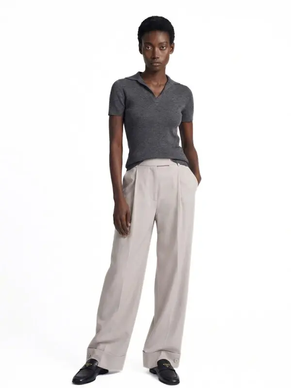 Giorgio Armani Wide Silk Trousers - Taupe