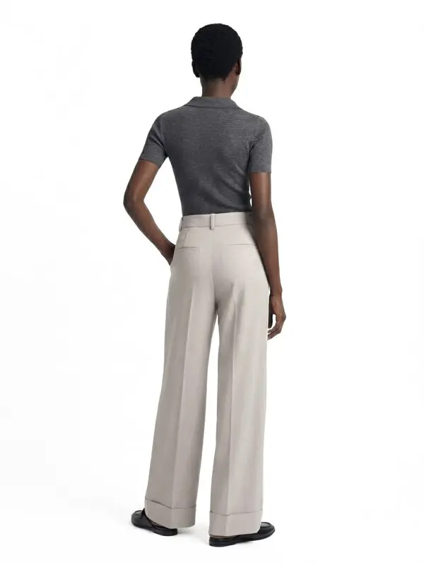 Giorgio Armani Wide Silk Trousers - Taupe