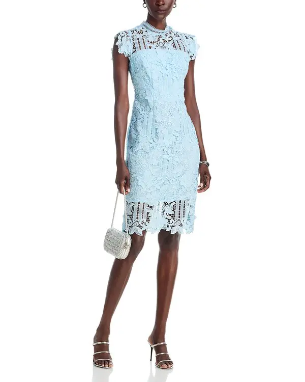 Eliza J Mock Neck Sheath Dress - Blue