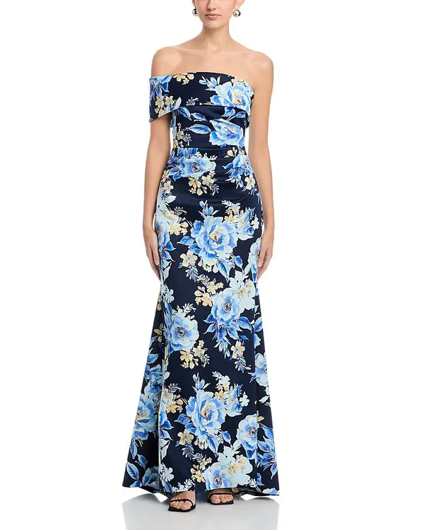 Eliza J One-shoulder Gown - Navy Gold