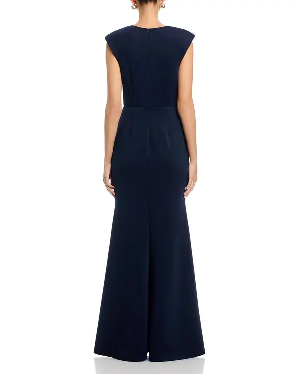 Eliza J Extended Shoulder Drape Front Gown
