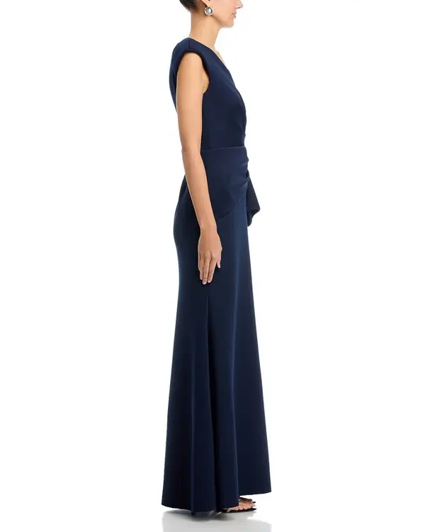 Eliza J Extended Shoulder Drape Front Gown