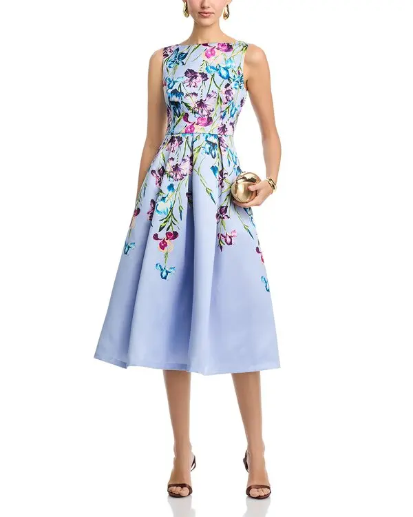 Eliza J Sleeveless Boat Neck Midi Dress