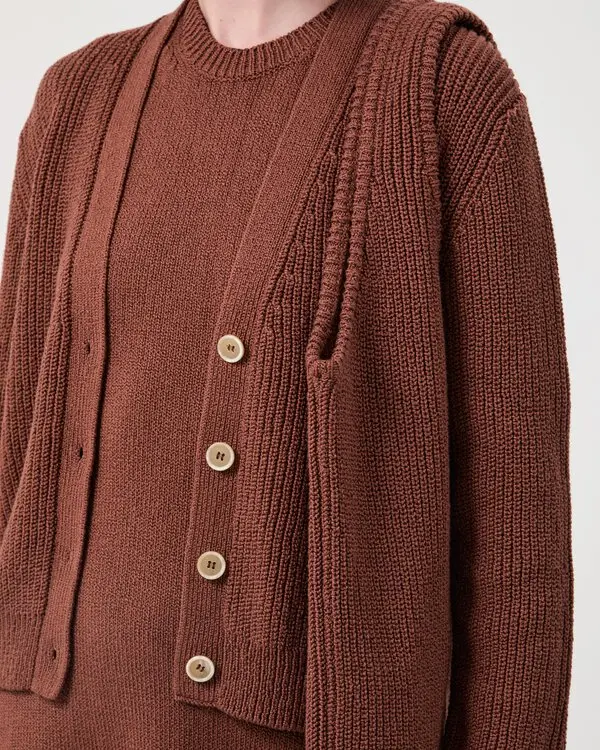 CASASOLA Aurora Cotton Cardigan - Brown