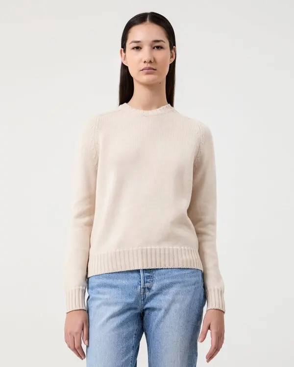 CASASOLA Crewneck Merino Wool Sweater - Sand