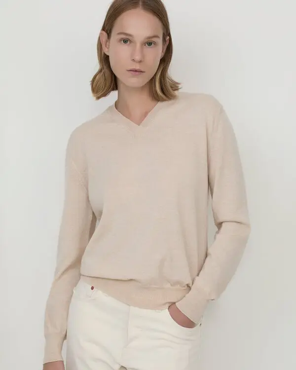 CASASOLA Giada V-neck Sweater - Sand