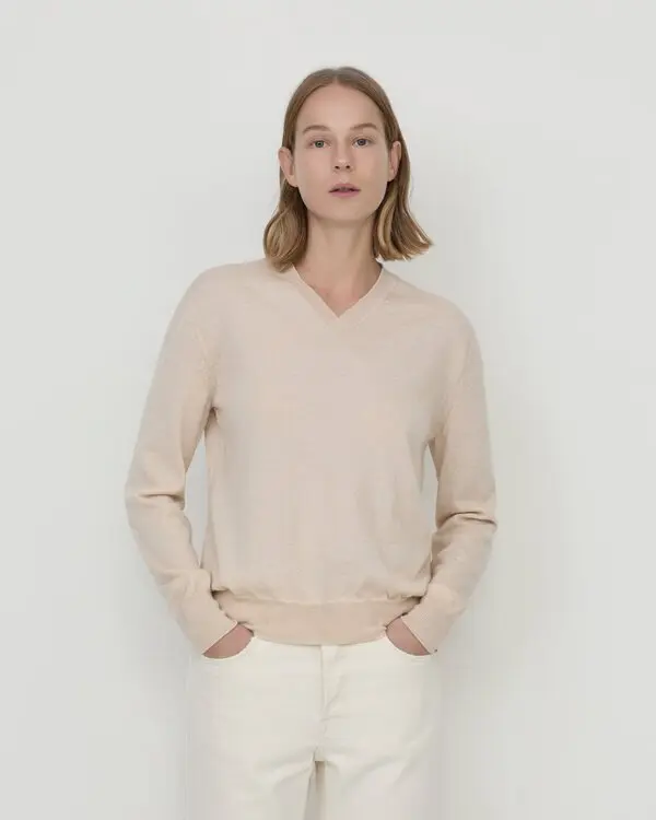 CASASOLA Giada V-neck Sweater - Sand