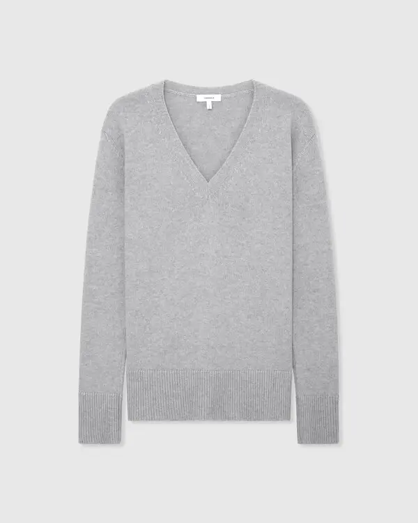 CASASOLA Celestina V-neck Cashmere Sweater - Grey