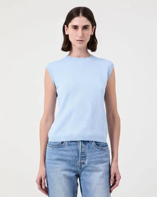 CASASOLA Milena Linen Top - Light Blue