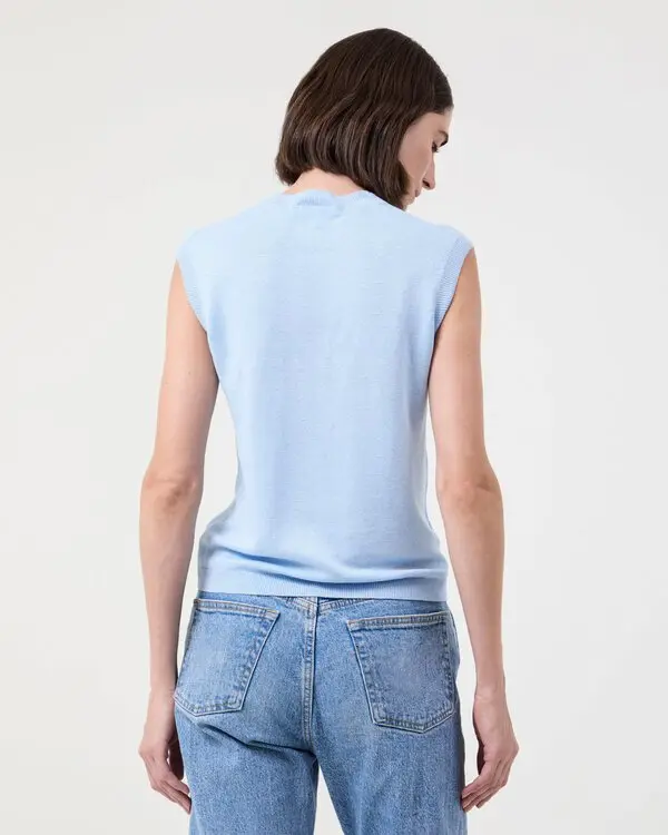 CASASOLA Milena Linen Top - Light Blue