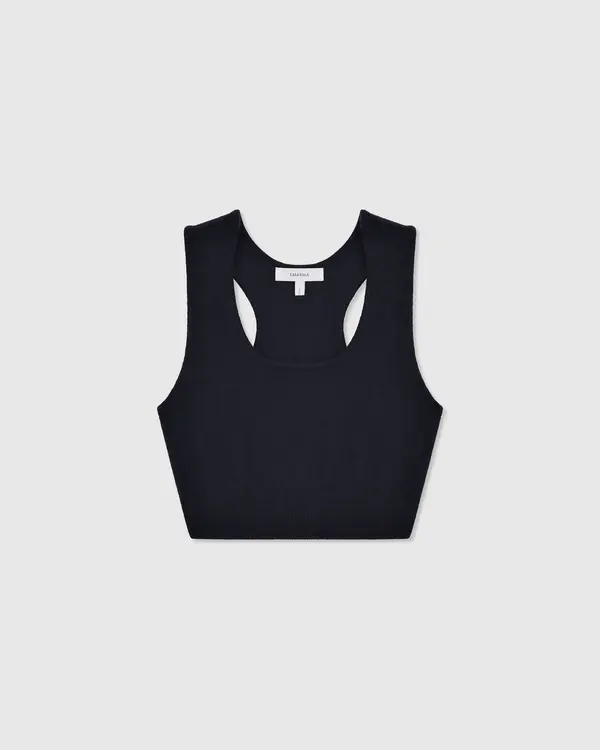 CASASOLA Ribbed Cashmere Tank Top - Navy