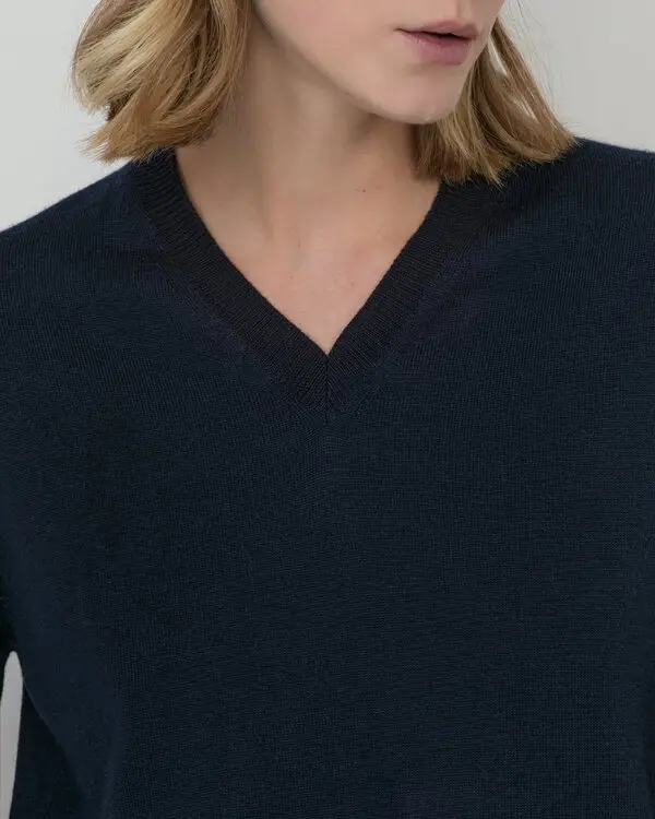 CASASOLA Giada V-neck Sweater - Navy