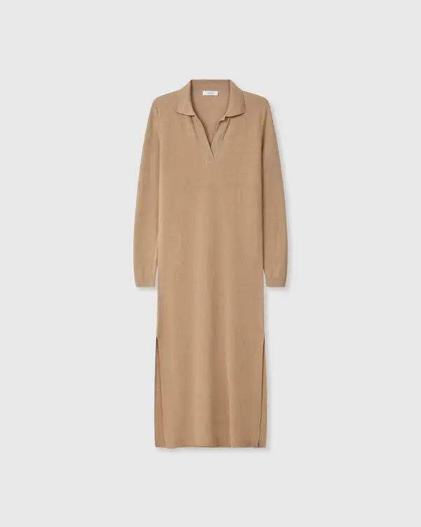 CASASOLA Daria Linen Knit Midi Dress - Camel