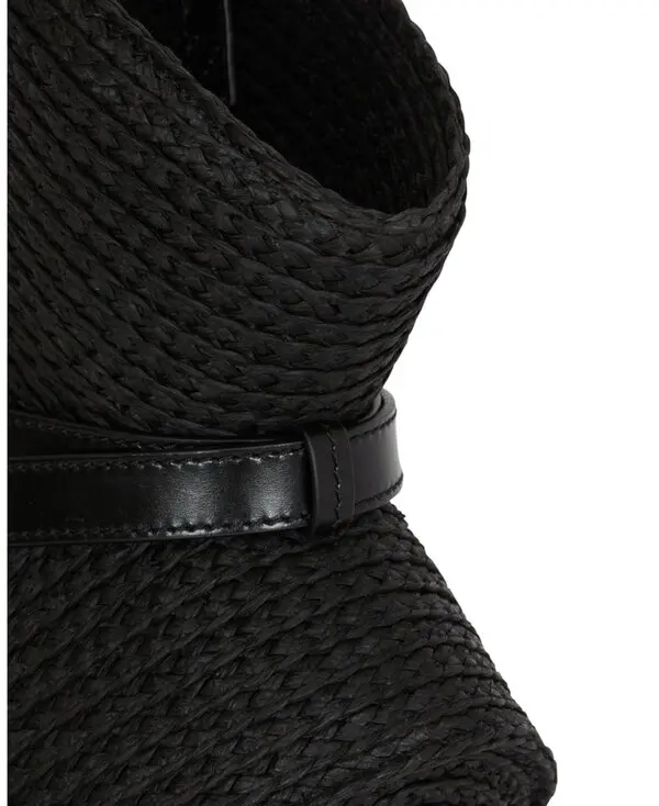 Balmain Shuffle Medium Bag In Calfskin Leather And Raffia - Black